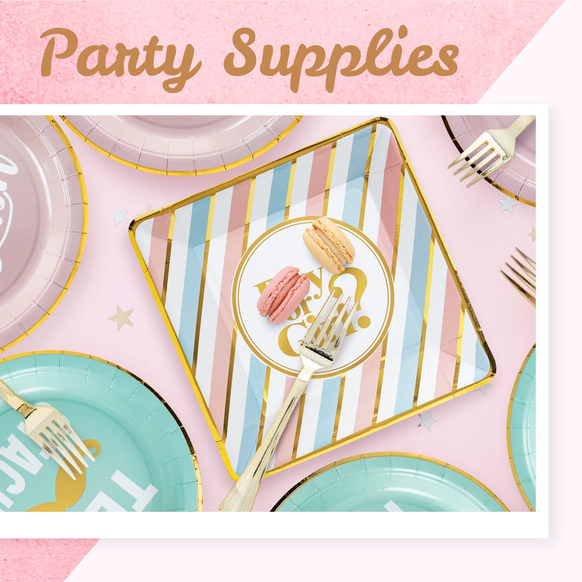 Confettiville Gender Reveal Plates, 50-Pack, Boy or Girl Disposable Sq ...