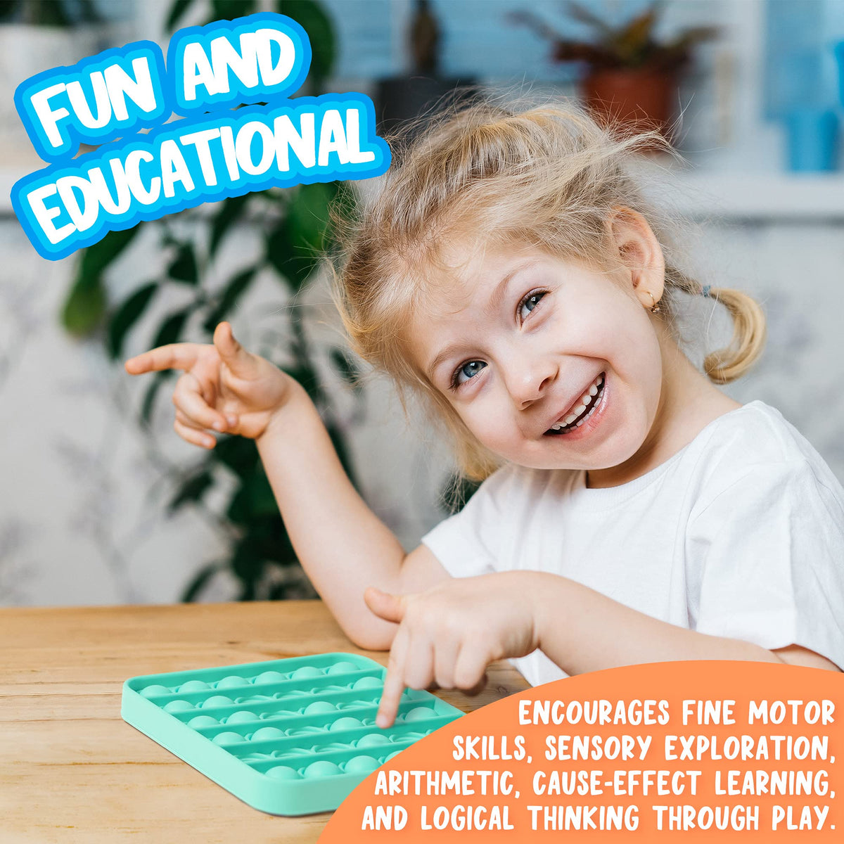 Push Pop Fidget Toy, 4-Pack Push Pop Bubble Fidget, Square Push Pop Bu ...